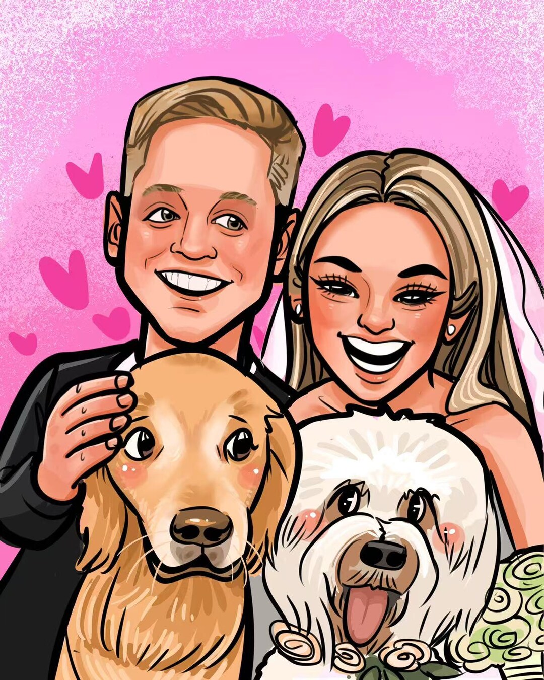Custom Couple Cartoon Portrait: Unique Caricature Gift - Etsy