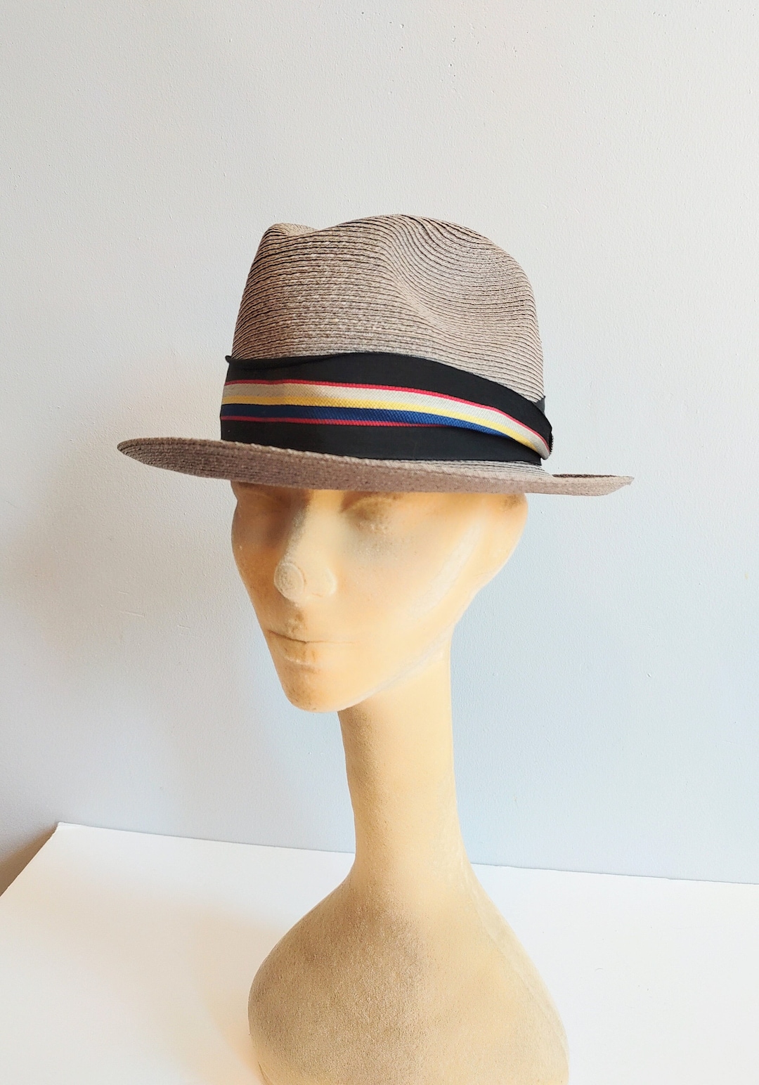 Vintage Mens Hat 50s Straw Fedora - Etsy