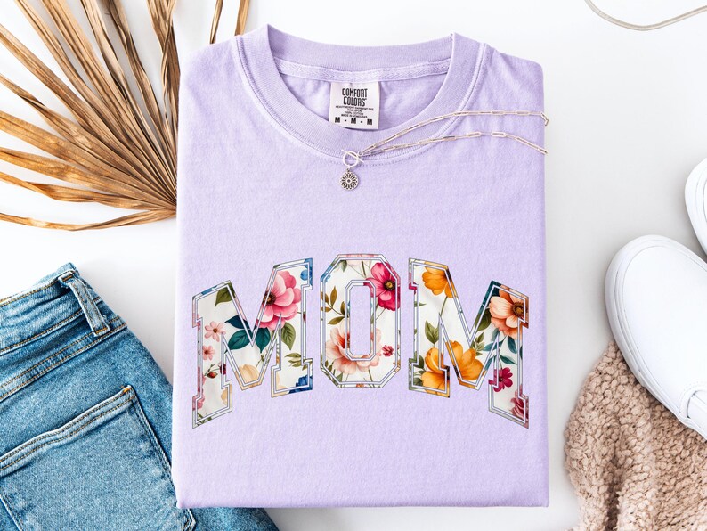 Floral Mama Shirt, Custom Mom Tshirt, Comfort Colors® Tee, Retro Boho ...