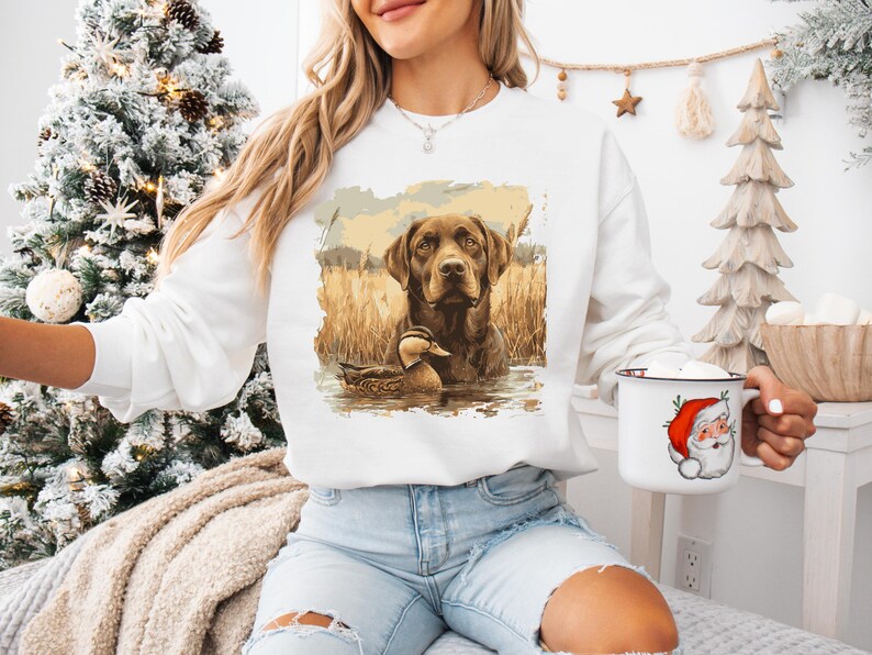 Vintage Sweatshirt Retro Black Lab Mallard Ducks Sweater Boho Unisex ...