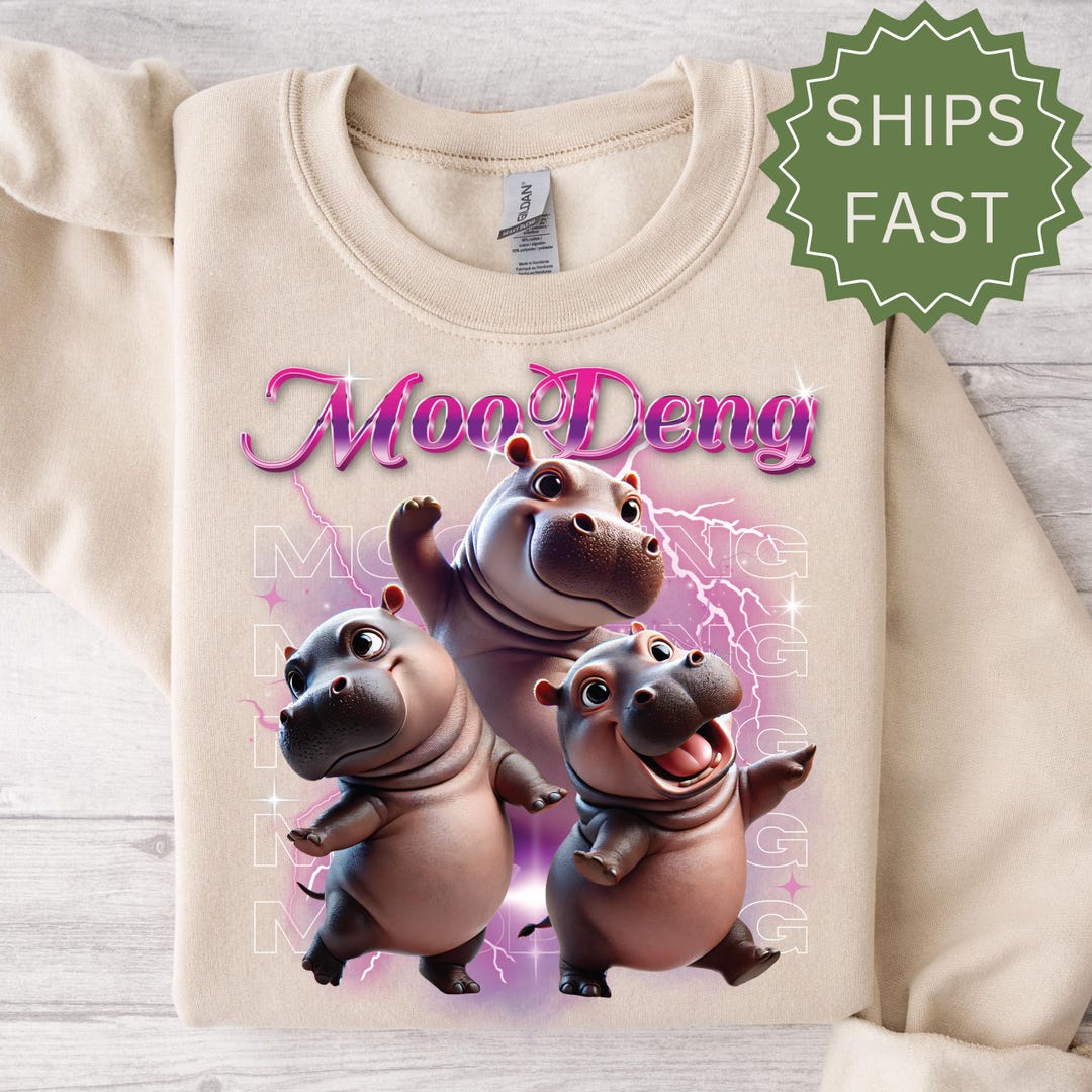 Moo Deng Trendy Sweatshirt Moo Deng Hippo Funny Memes Sweatshirt ...
