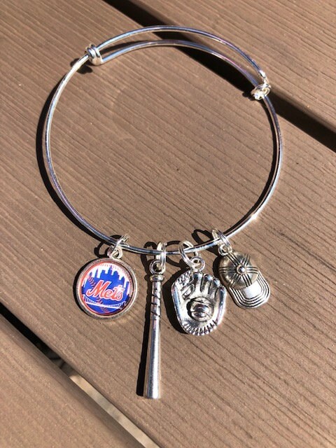 NY Mets Bracelet With Mets Charm Baseball Mitt and Hat - Etsy