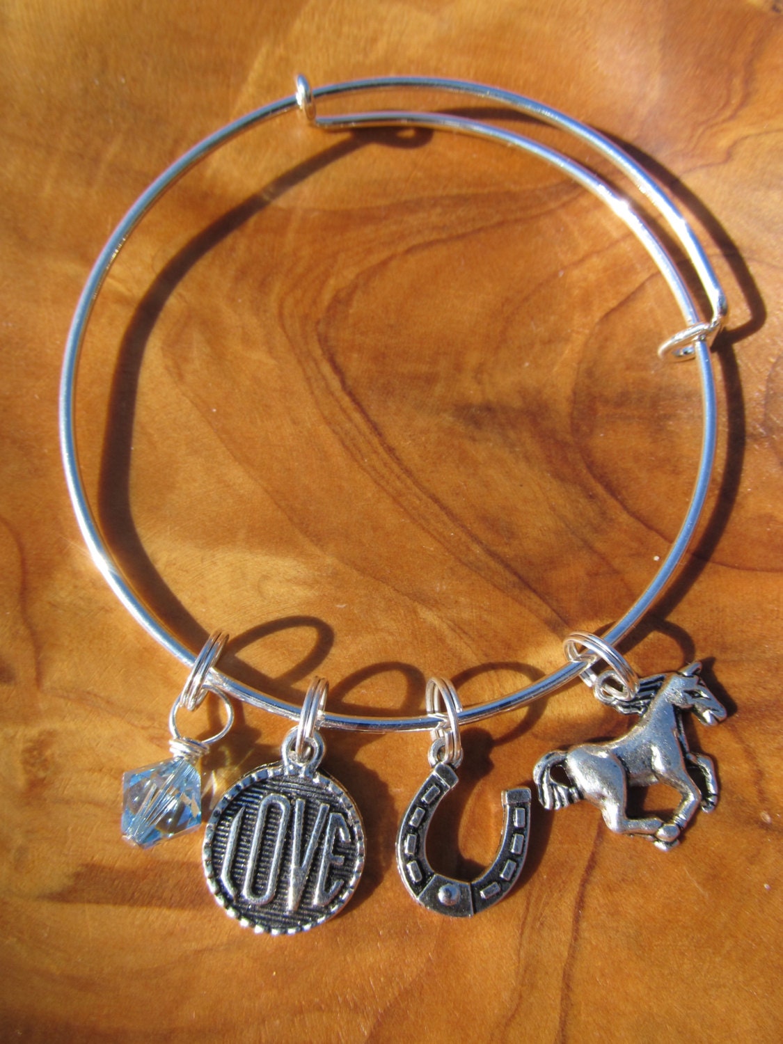 I LOVE HORSEBACK RIDING Adjustable Bangle Bracelet Horseshoe, Good Luck ...