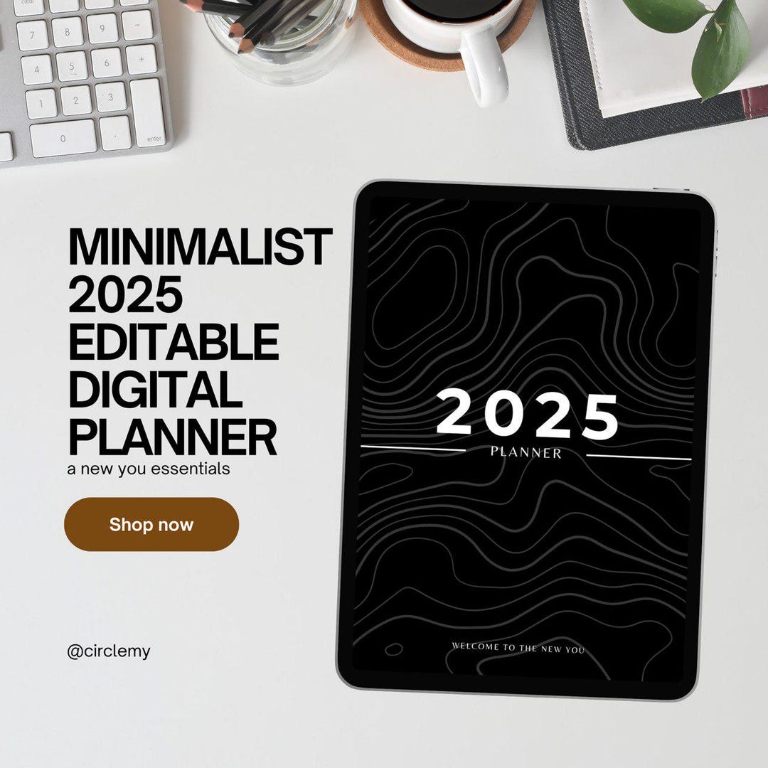 2025 Minimalist Editable Digital Planner | Hyperlinked Monthly and ...