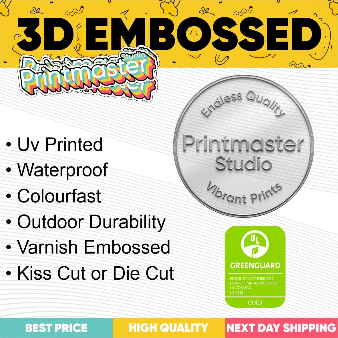 3D Embossed Sticker UV Custom Vinyl Stickers Spot Uv Glossy Stickers ...