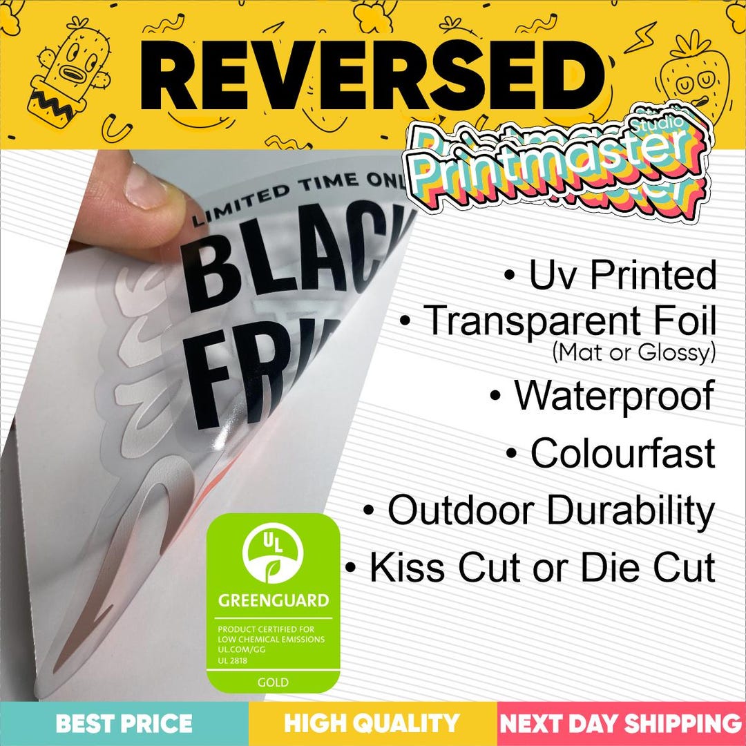 Custom Reversed Sticker Inside Car Sticker Glass Door Reversed Label ...