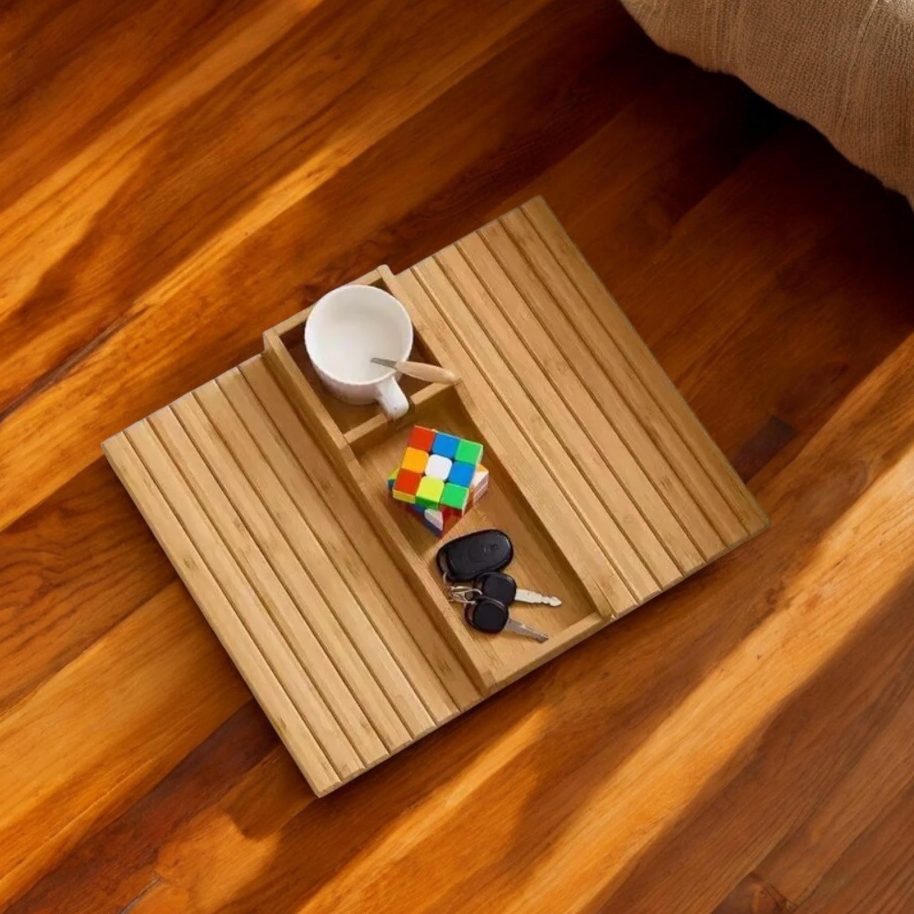 Rectangular Caddy Armrest, Couch Organizer, Bamboo Remote Holder, Sofa ...
