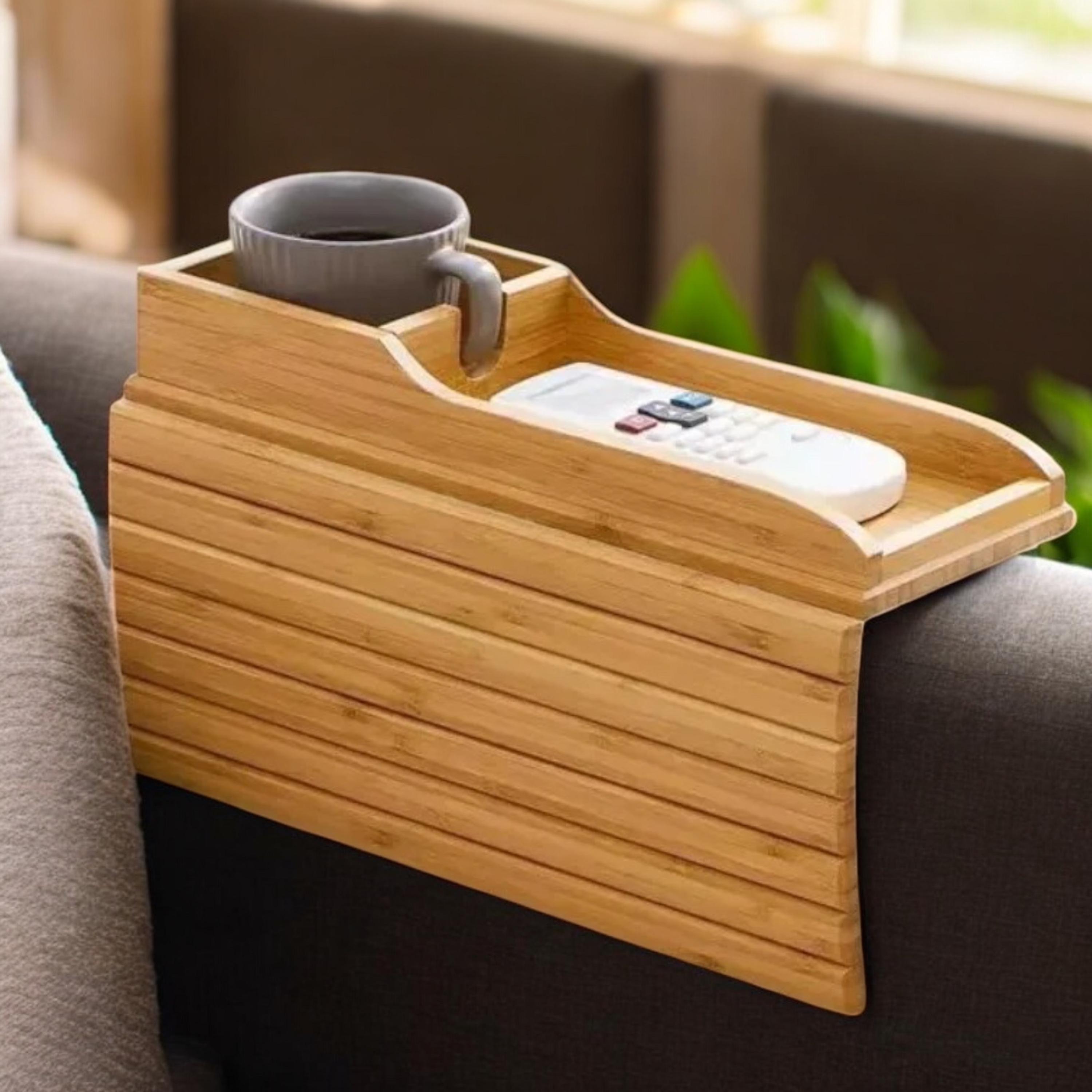 Rectangular Caddy Armrest, Couch Organizer, Bamboo Remote Holder, Sofa ...