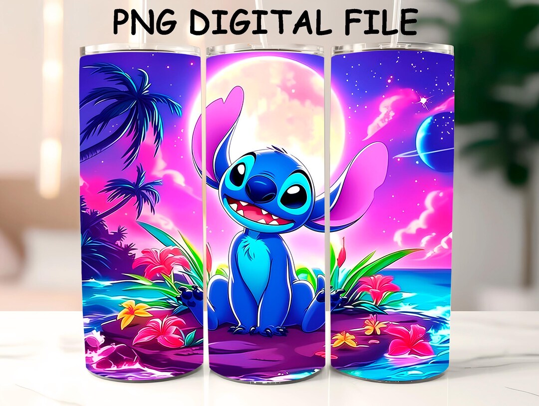 Stitch on a Tropical Island Tumbler Wrap Png, Cosmic Tumbler Wraps ...