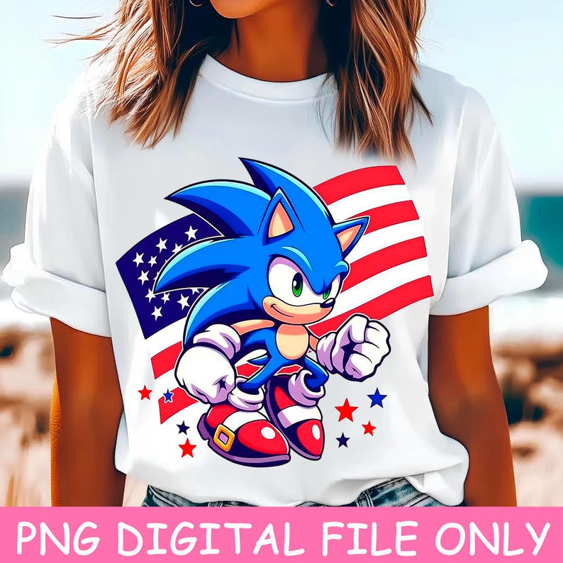 4th of July Sonic PNG: American Flag Shirt Design (digital Download) - Etsy