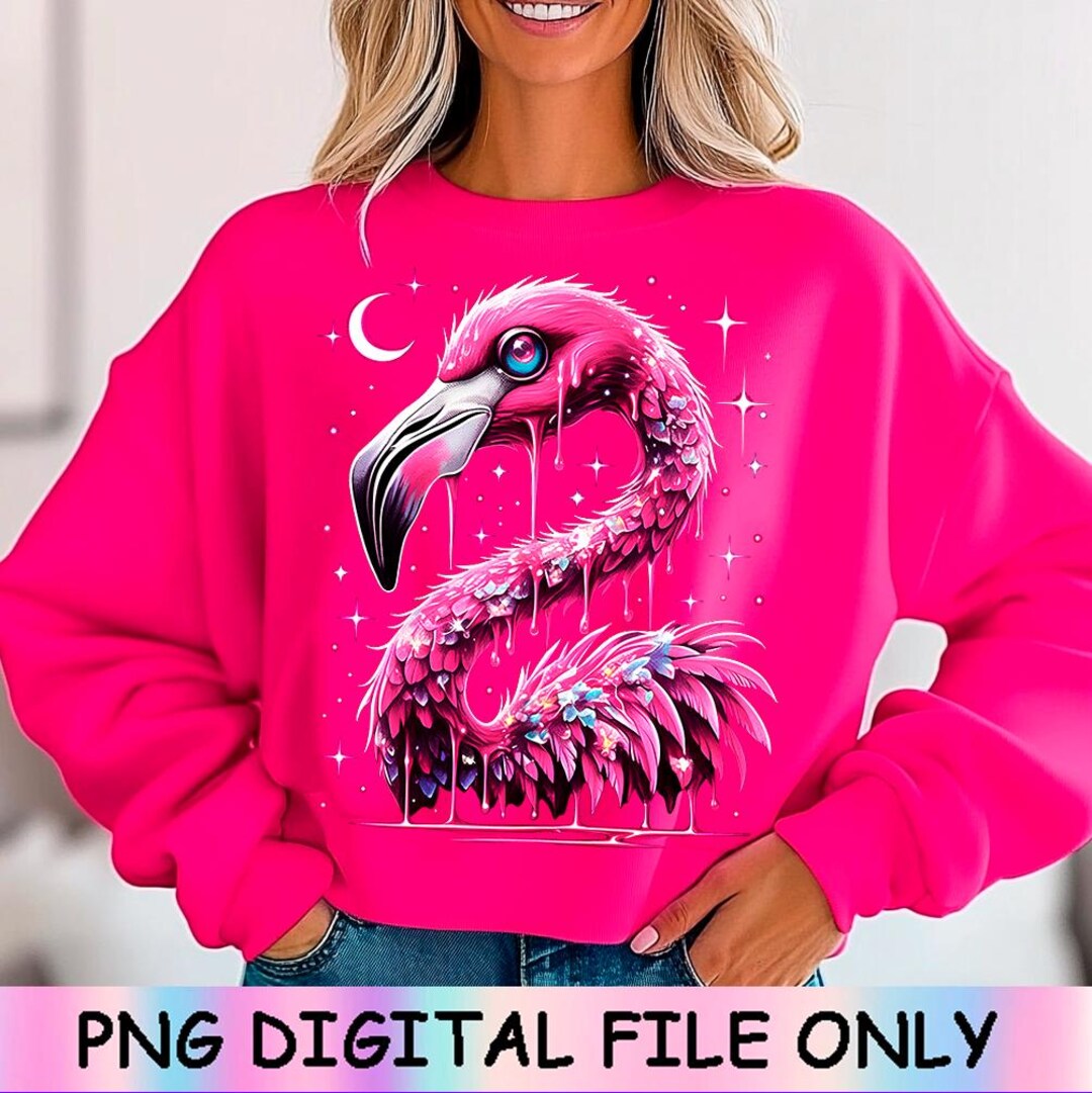 Pink Gothic Flamingo PNG: Dark Aesthetic Sublimation Design (digital ...