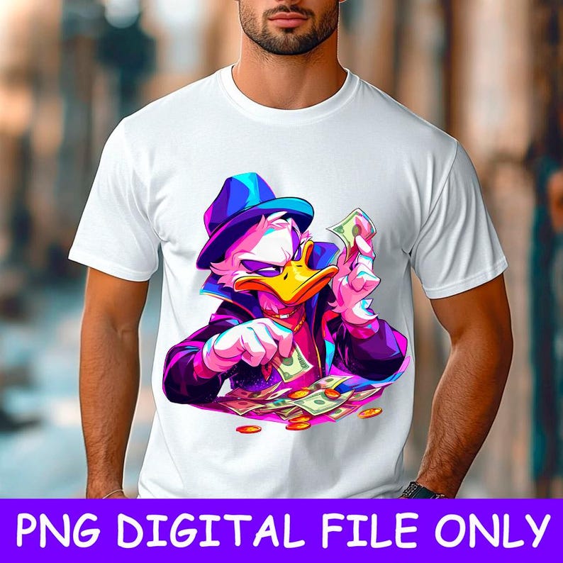 Gangster Scrooge Mcduck PNG, Neon PNG Design, Funny Scrooge With Money ...
