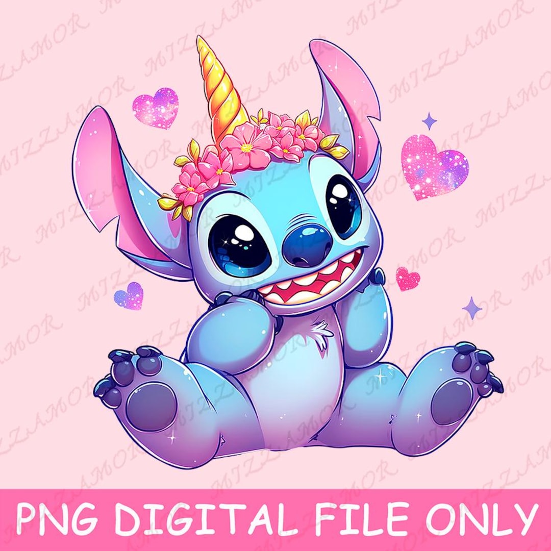 Stitch Coquette Png, Stitch Floral Png Design Cute Baby Stitch Unicorn ...