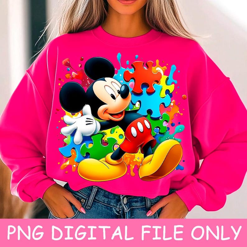 Mickey Mouse Autism Png, Splash Watercolor, Sublimation Design, Mickey ...