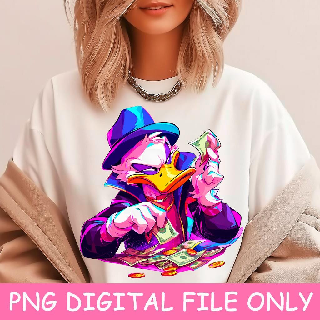 Gangster Scrooge Mcduck PNG, Neon PNG Design, Funny Scrooge With Money ...