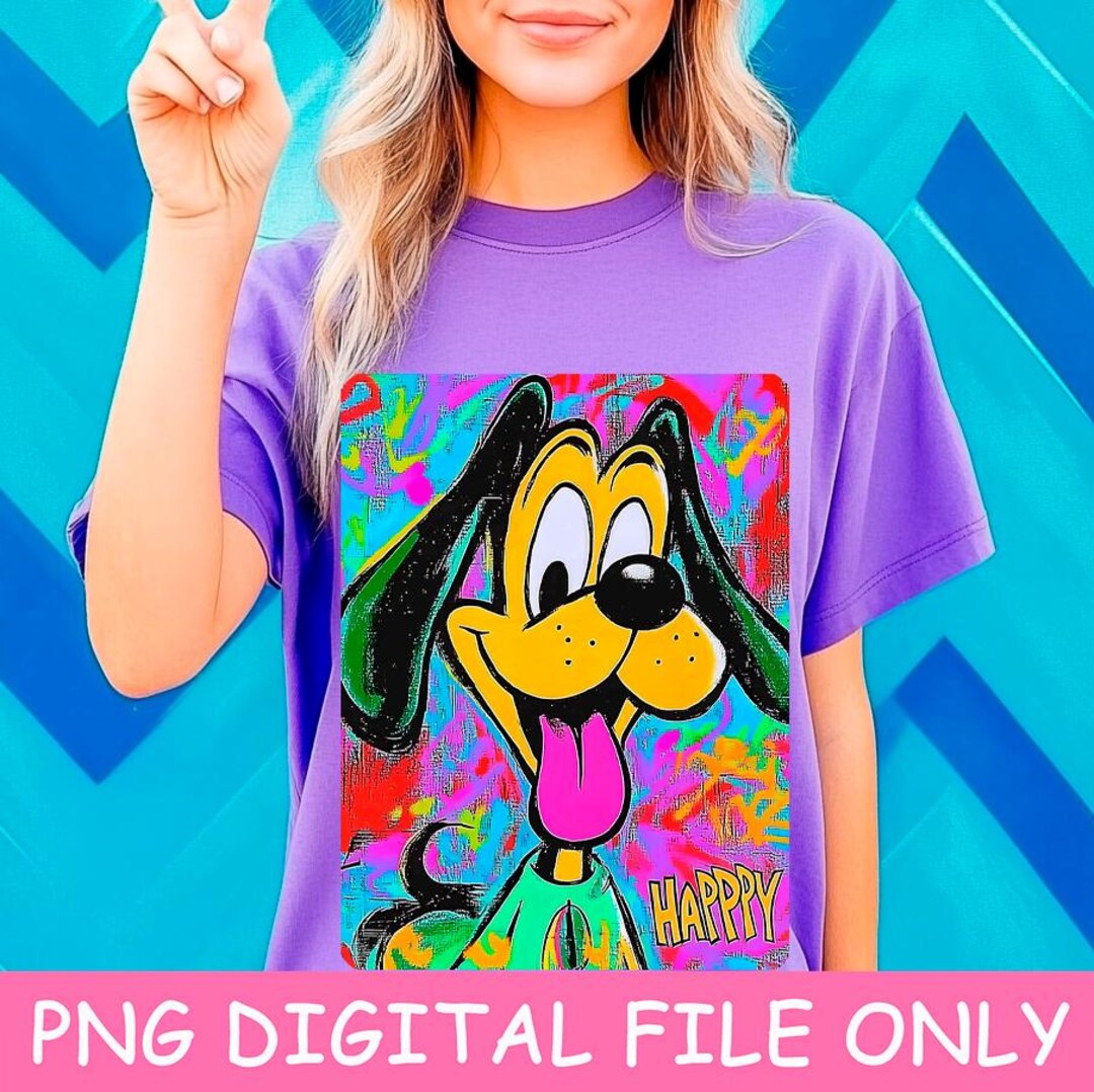 Happy Dog Png, Pluto Graffiti Png, Neon Graffiti Png Design, Colorful ...