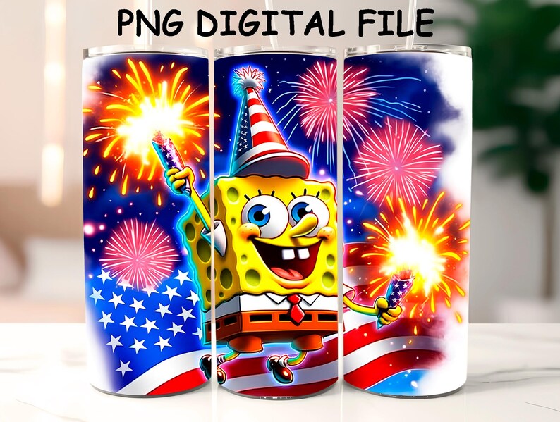 Funny Cartoon Character Tumbler Wrap Png, 4th of July Tumbler Wraps ...