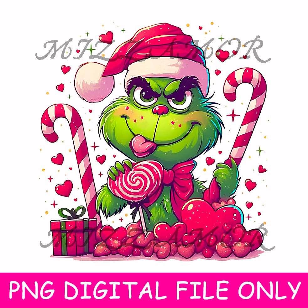 Funny Grinch Png Design, Grinch With Lollipop Png, Grinch Christmas ...