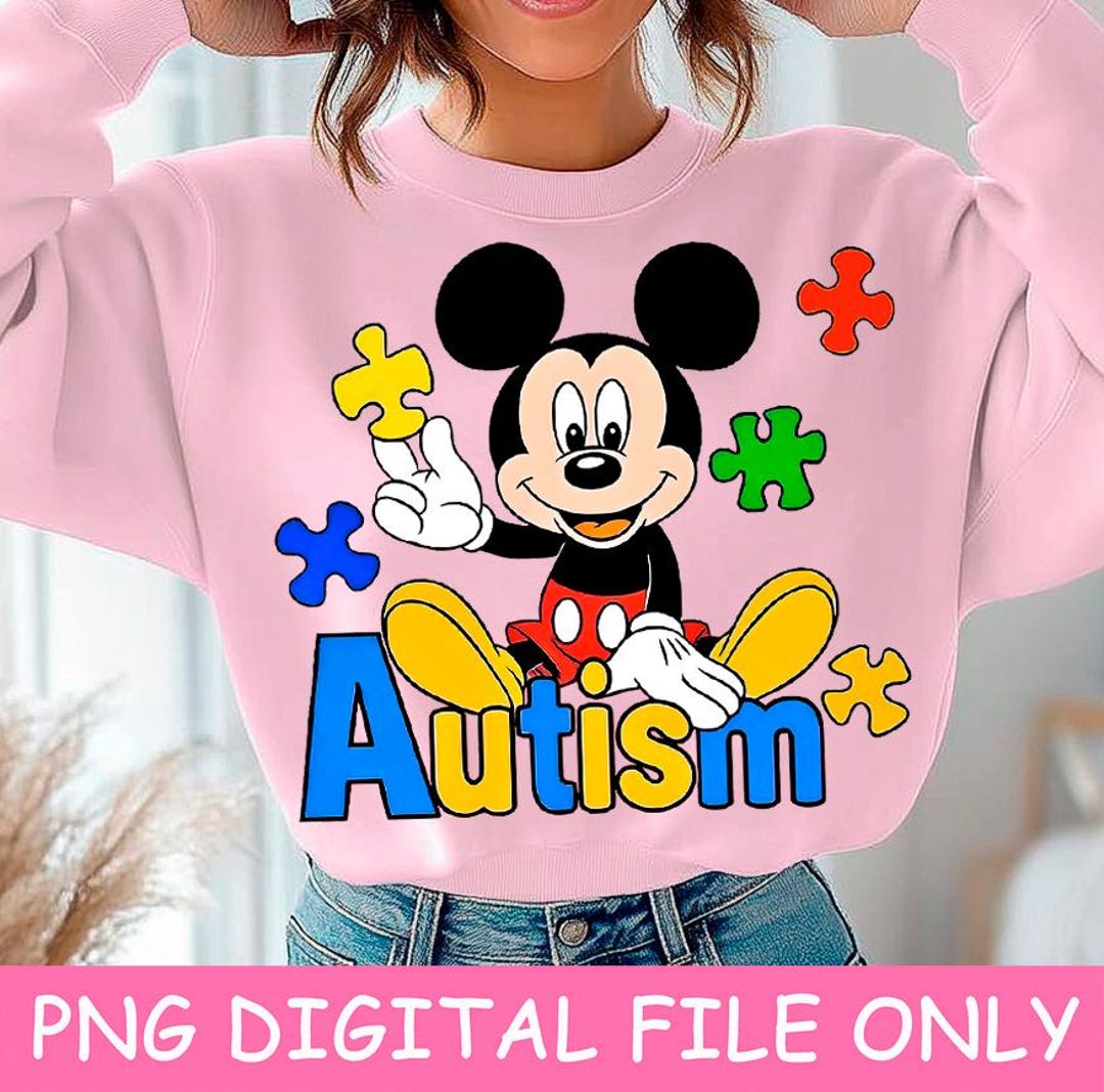 Mickey Mouse Autism Png Design, Sublimation Design, Mickey Autism Shirt ...