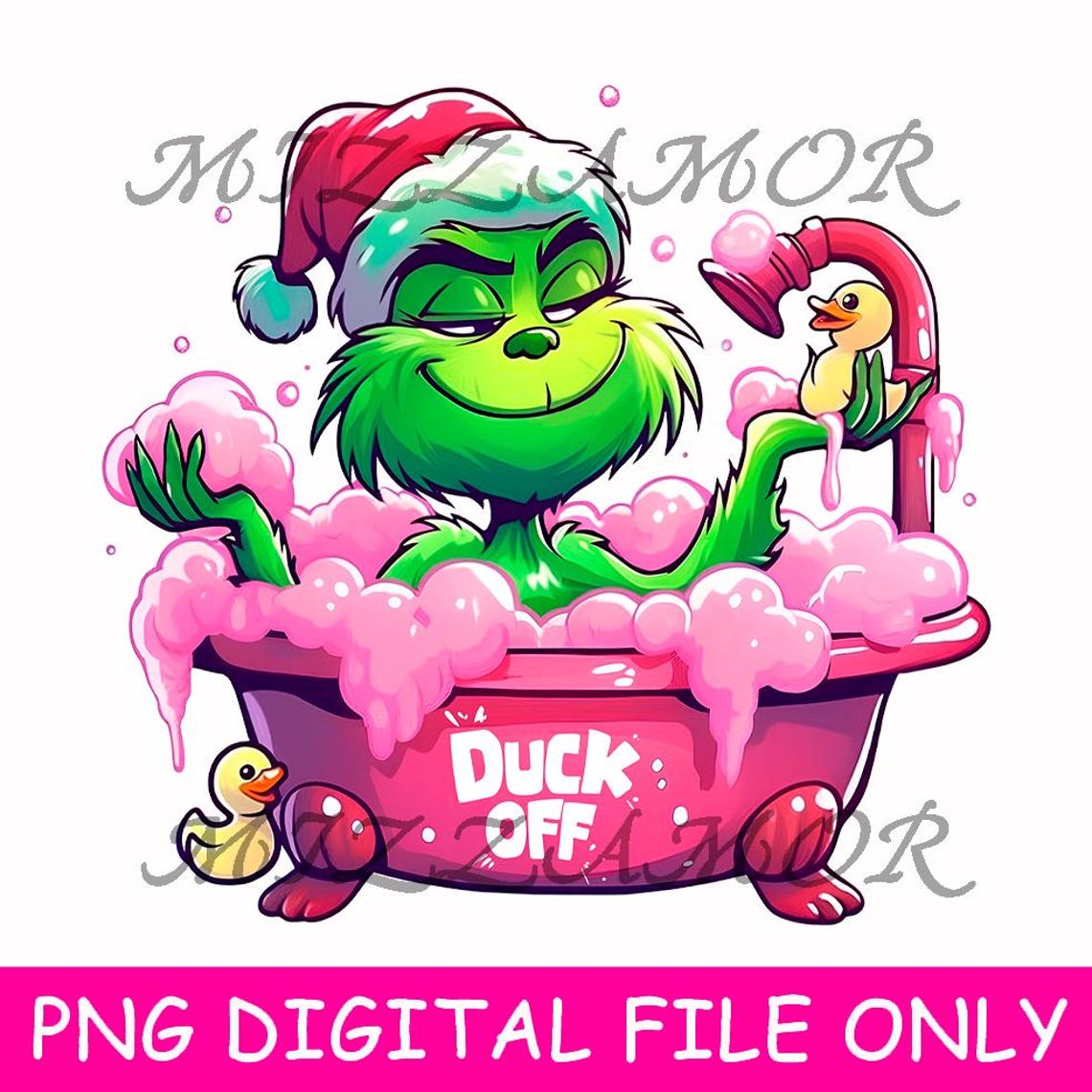 Funny Grinch in Bath Png, Duck off Png Design, Christmas Grinch Png ...
