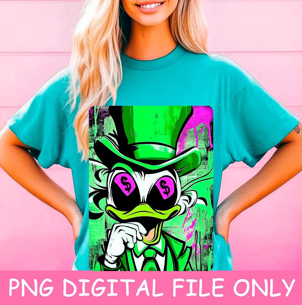 Neon Scrooge Mcduck Graffiti Png, Graffiti Png Design, Urban Shirt Png ...