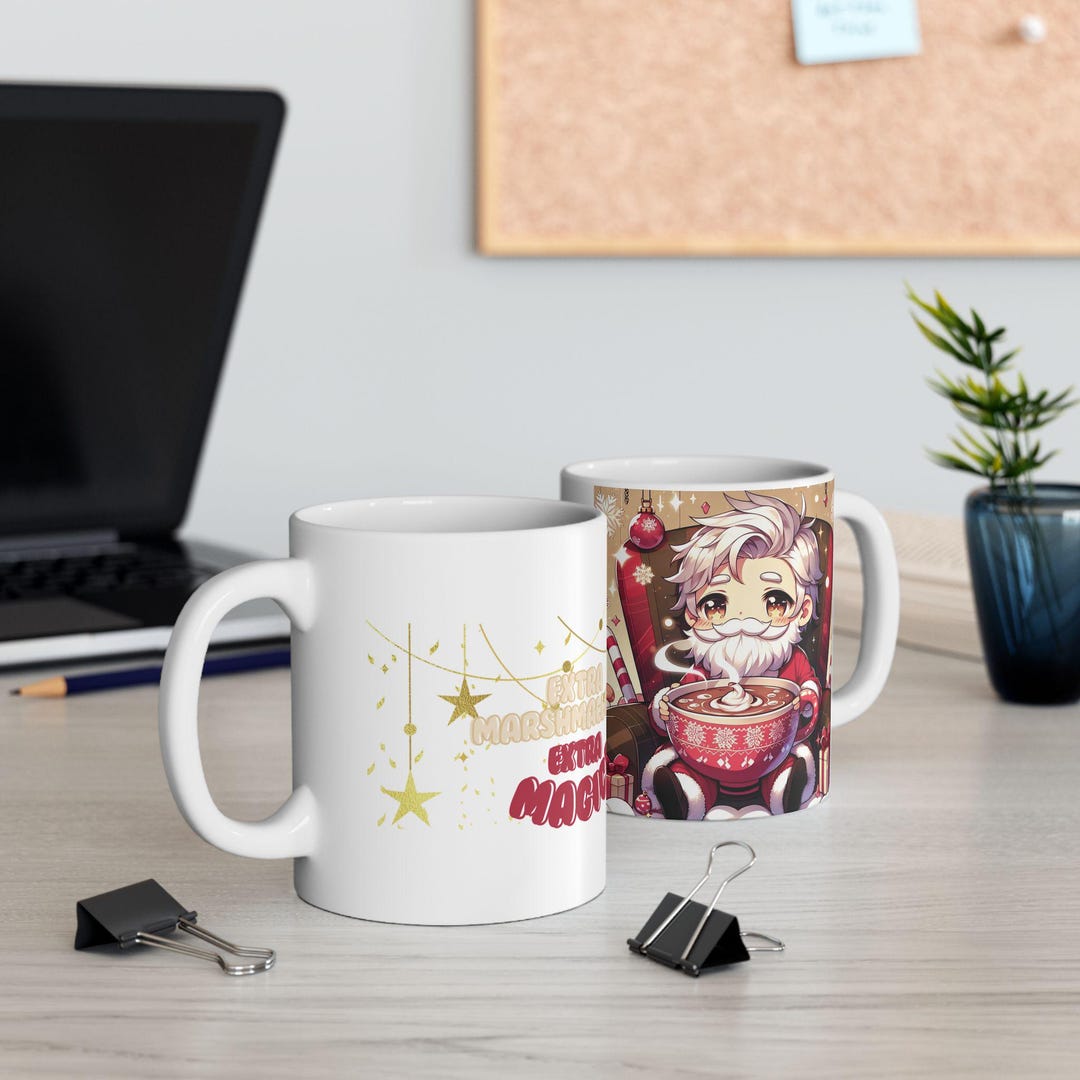 Santa's Kawaii Hot Cocoa Break Ceramic Mug, Great Holiday Gift, Warm ...