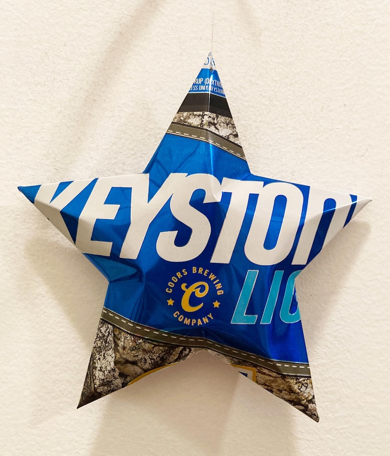 Keystone Light Beer Stars Christmas Ornaments Aluminum Can Upcycled - Etsy