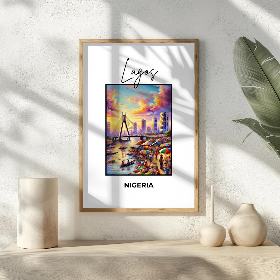 Lagos Nigeria Poster - Vibrant Cityscape of Modern Lagos & Iconic ...