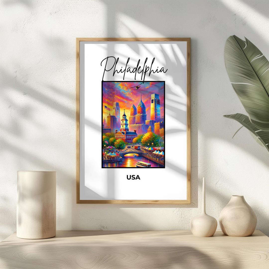 Philadelphia Skyline Poster USA Wall Art Historic Cityscape Decor A4 to ...