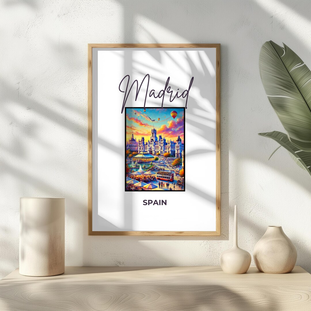 Madrid Spain Poster Vibrant Wall Art of Spanish Culture and Grandeur A4 ...