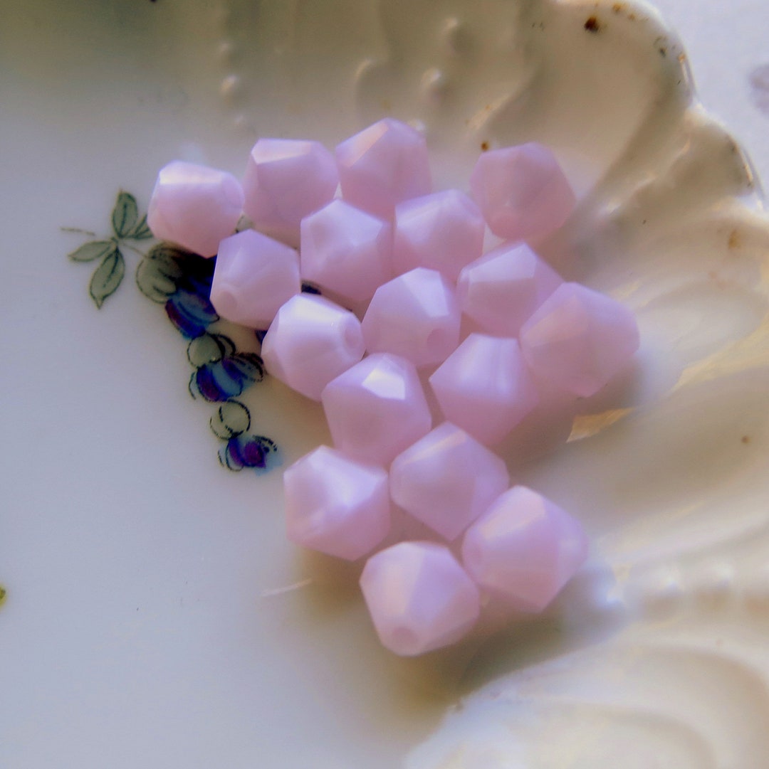ROSE ALABASTER BICONES . 20 Czech Preciosa Crystal Glass Beads . 6 Mm ...