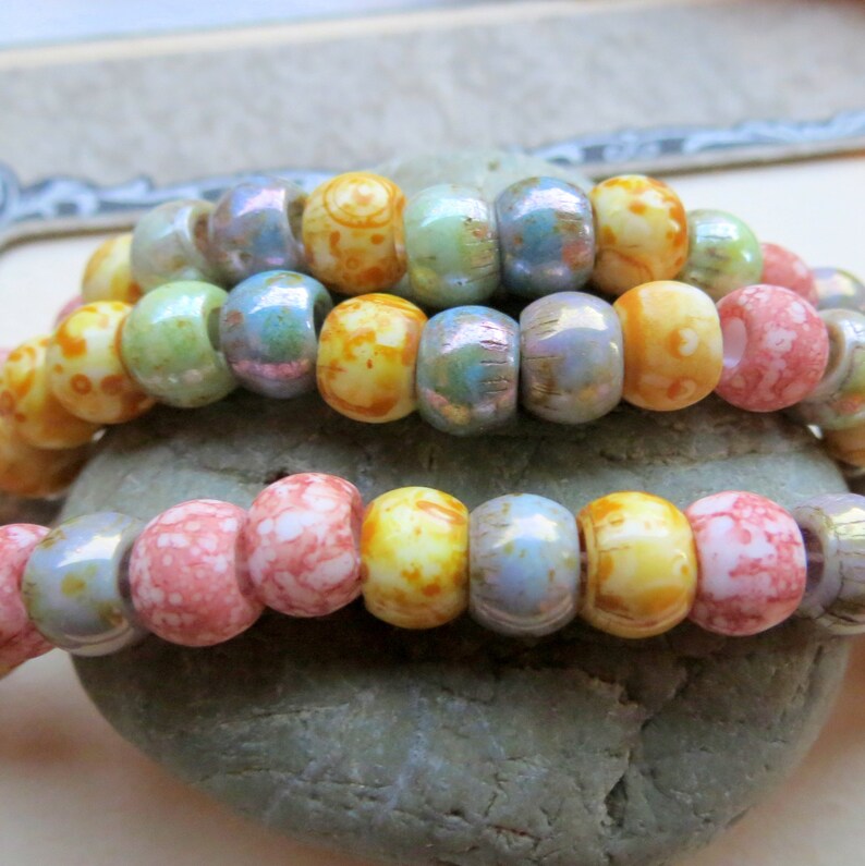 Picasso Czech Glass Seed Beads: Pink Mix, Large Hole (20 Pc) - Etsy
