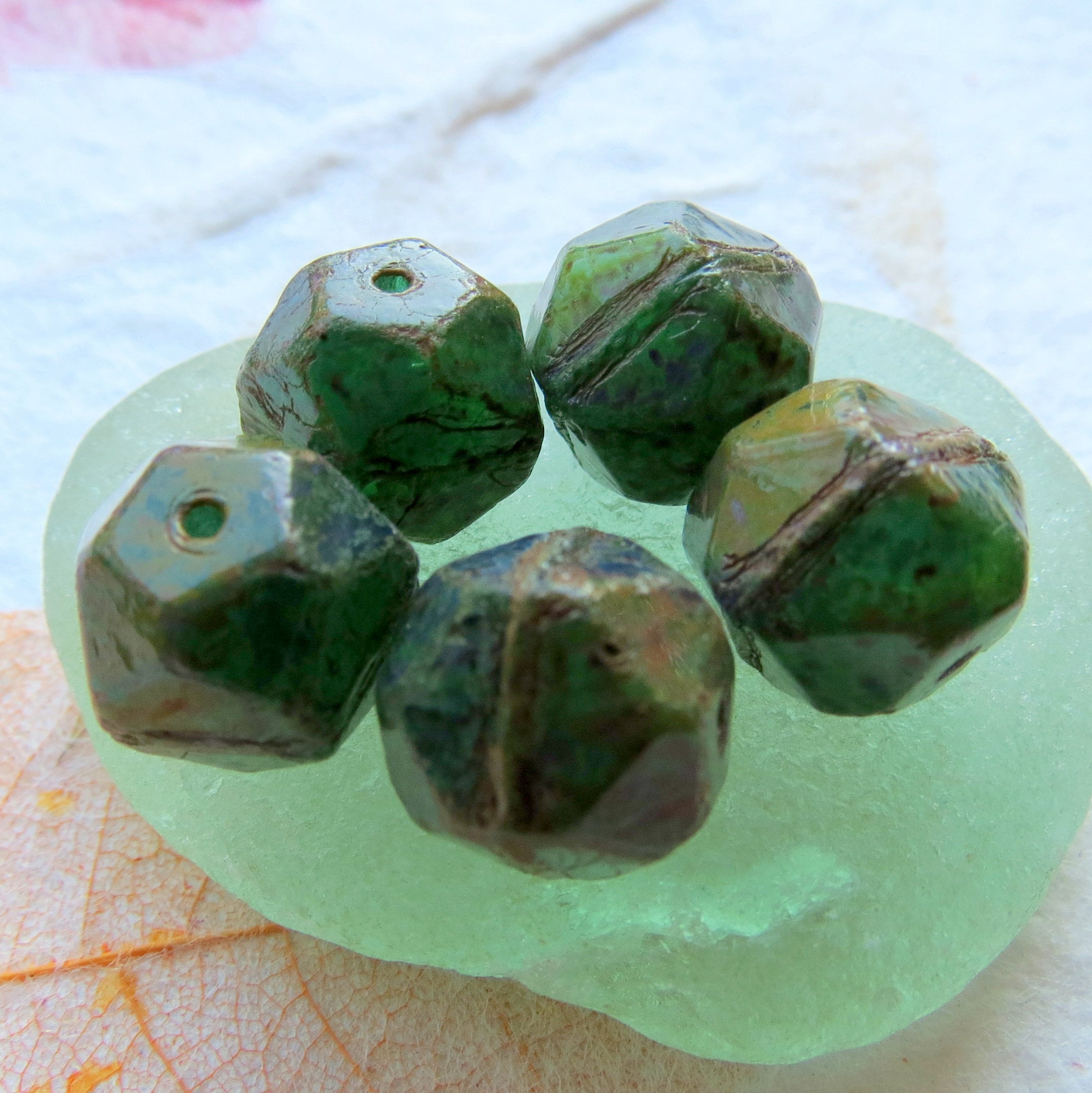 Ocean Wave 8mm English Cut Nugget Picasso Czech Glass Beads 20 pc Blue ...