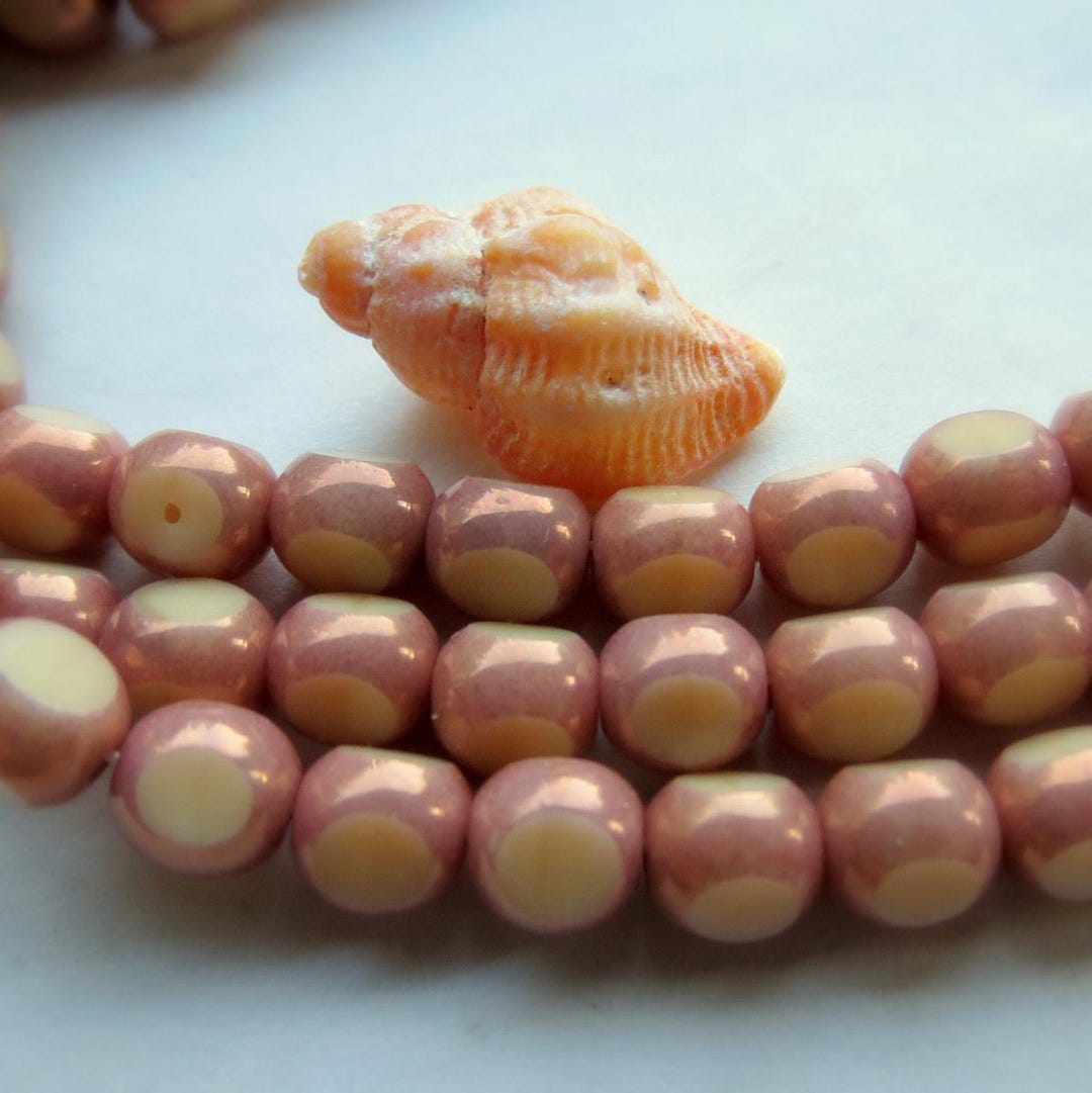 Czech Tri Cut Glass Beads: Bronzed Beige Metallic Rounds (25, 6mm) - Etsy