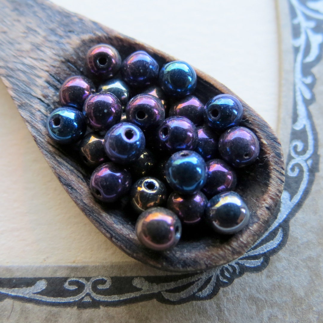 New METALLIC MIXED MARBLES . 50 Czech Iris Glass Beads . 4 Mm ...