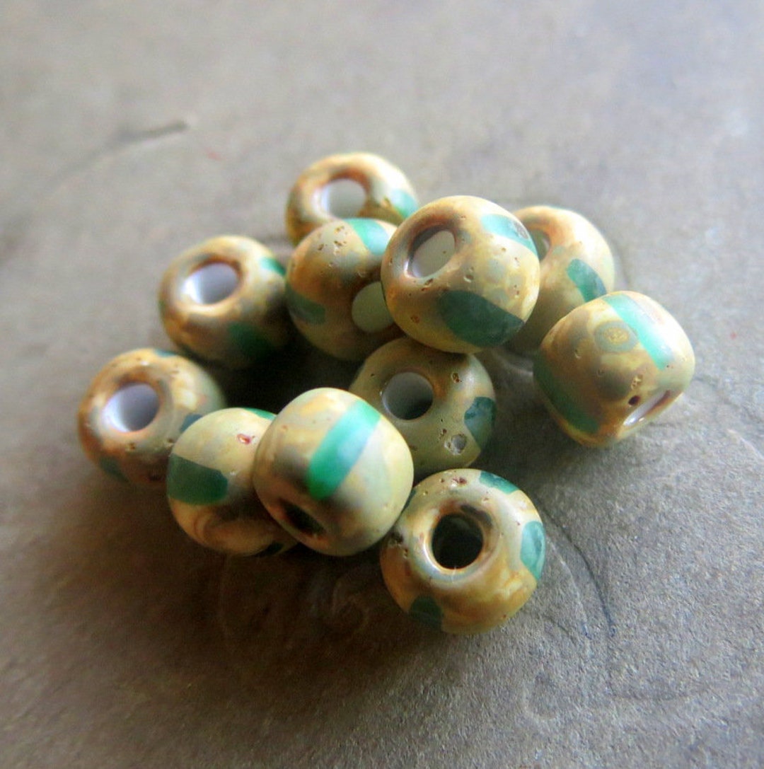 MATUBO AGED STRIPED Beads. Czech Picasso Glass Seed Beads . Size 31/0 ...