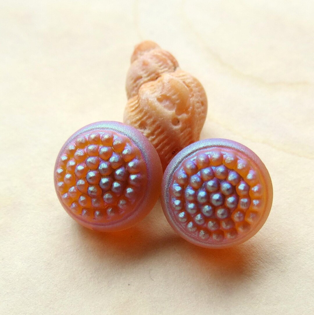 AMBER BERRY BUTTONS . 1 Czech Matte Ab Art Glass Button . 12 Mm ...