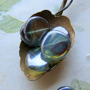 GREEN PICASSO SLABS . 6 Czech Picasso Glass Coin Beads . 15 Mm Beads ...