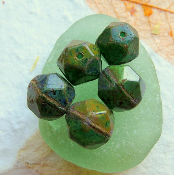 Ocean Wave 8mm English Cut Nugget Picasso Czech Glass Beads 20 pc Blue ...