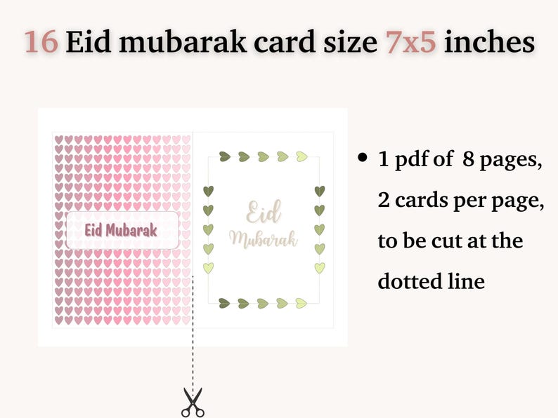 Eid Mubarak Printable Cards, 16 Simple Elegant Designs PDF - Etsy Australia