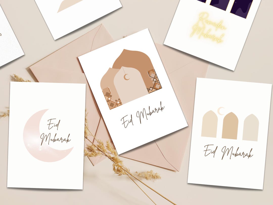 Eid Mubarak Printable Cards, 8 Simple Elegant Designs PDF - Etsy