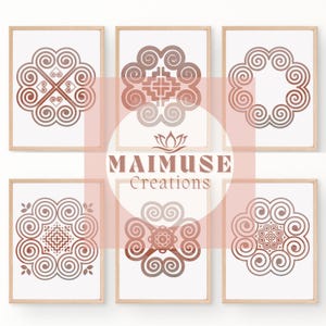 Set of 6 Hmong Mandalas (style 2) Printable Wall Art | Hmong Wall Art ...