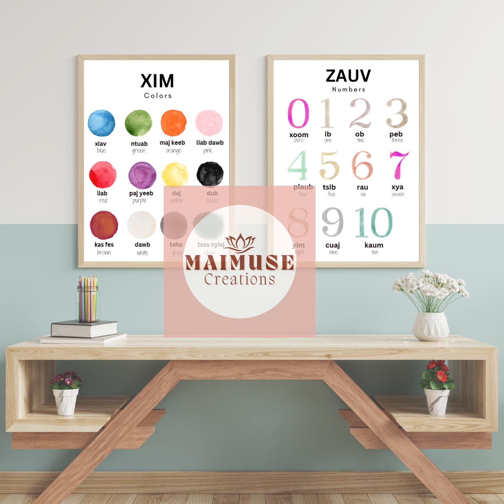 Hmong English Educational Posters: Bilingual Learning Wall Art (digital ...