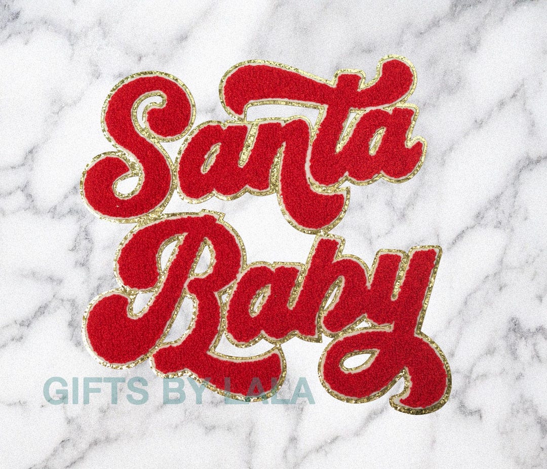 Red 'santa Baby' Chenille Iron-on Christmas Patch - Etsy