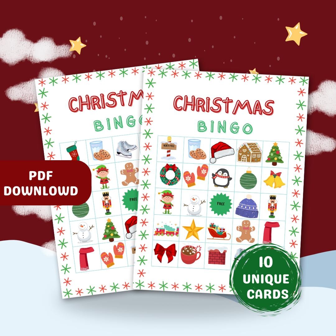 Printable Christmas Bingo, Christmas Bingo for Kids, Kids Party Games ...
