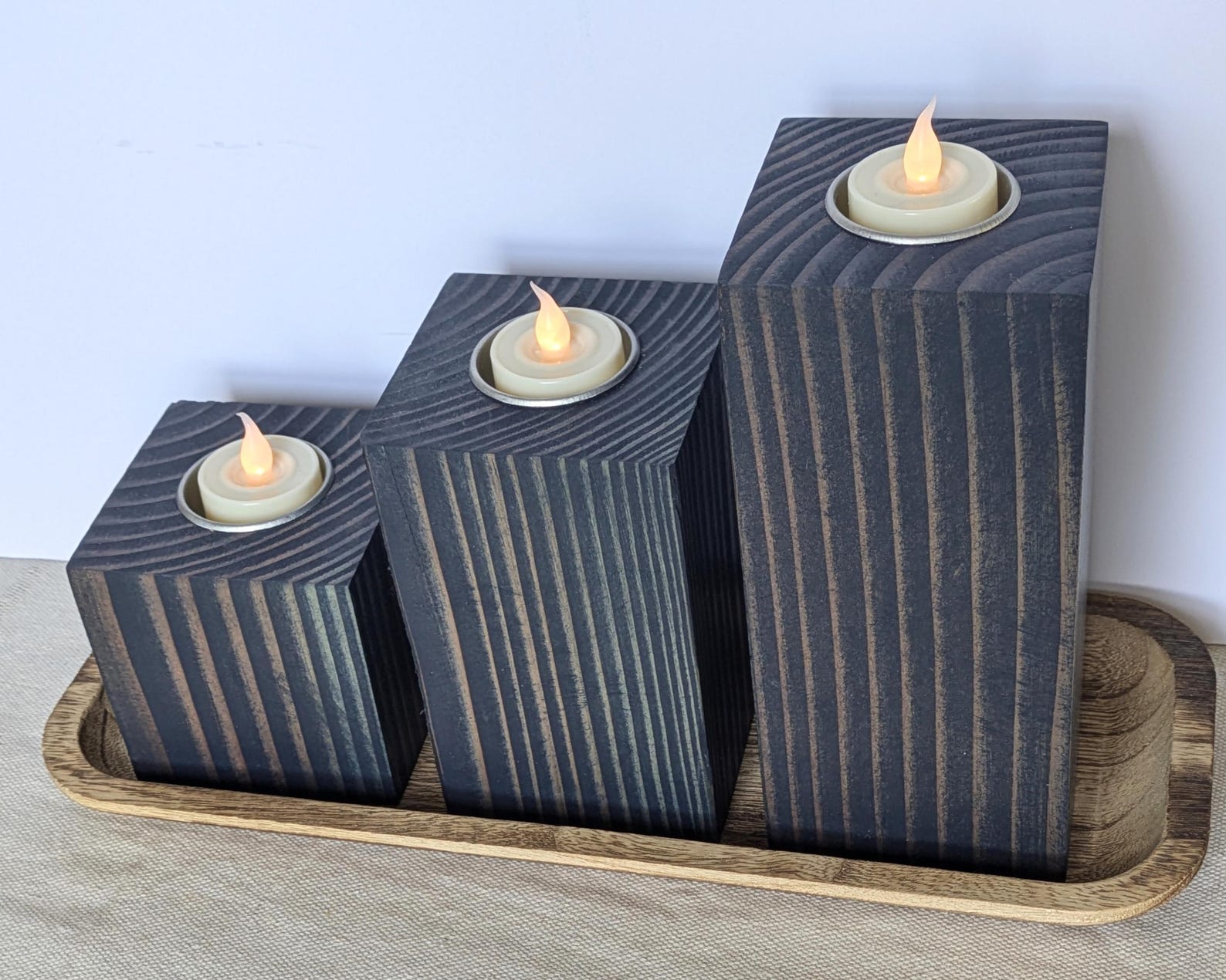 Neutral Pillar Candle Set Wedding Table Centerpiece Reclaimed Farmhouse ...