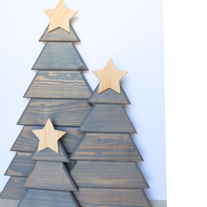 Set of 3 Wood Cutout Trees Shelf Sitter Natural Wooden Scandinavian ...