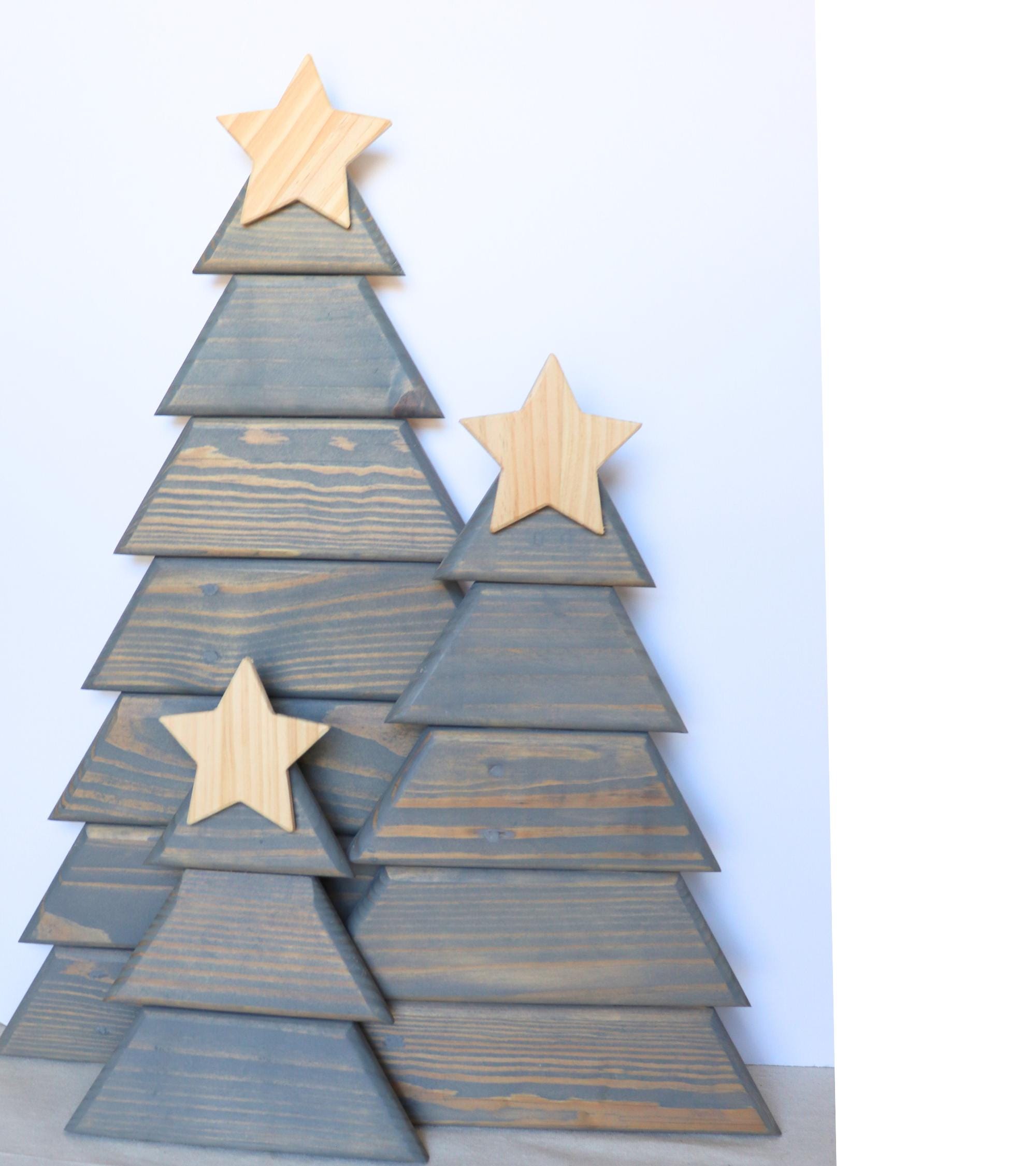 Set of 3 Wood Cutout Trees Shelf Sitter Natural Wooden Scandinavian ...