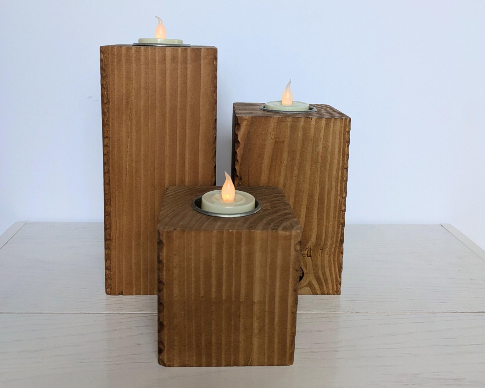 Neutral Pillar Candle Set Wedding Table Centerpiece Reclaimed Farmhouse ...