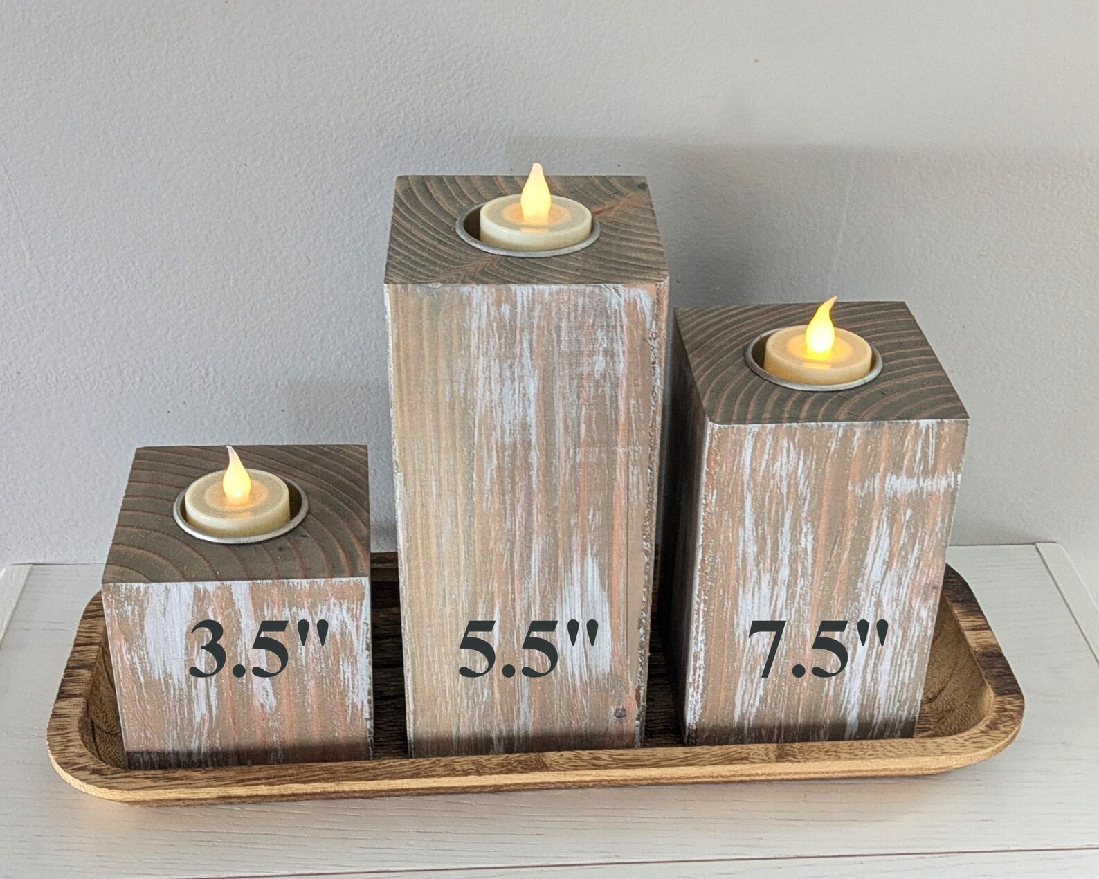 Neutral Pillar Candle Set Wedding Table Centerpiece Reclaimed Farmhouse ...